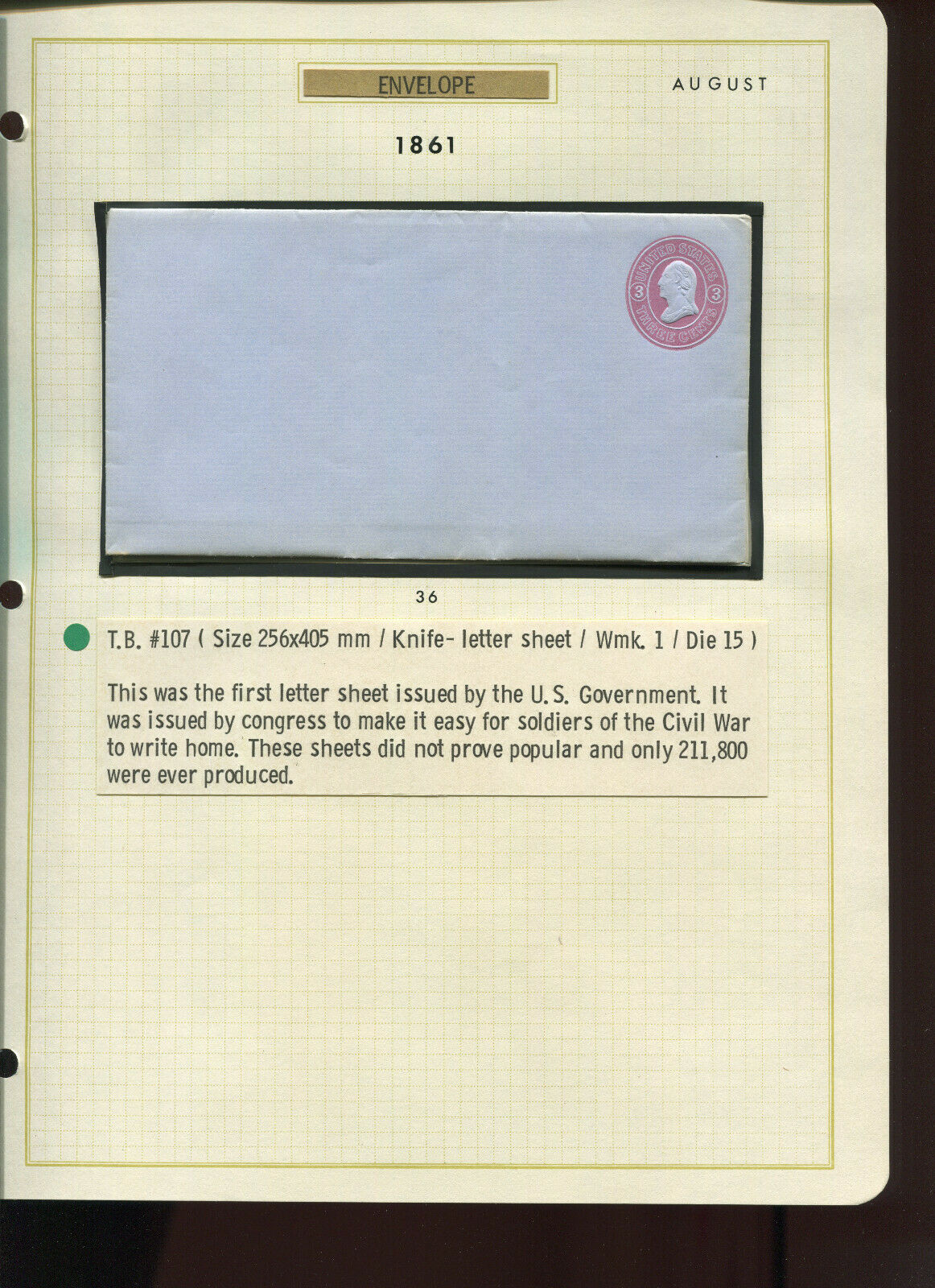 Scott U34, U35 & U36 Washington Stamped Envelopes Entire Lot (Lot U36-1 ...