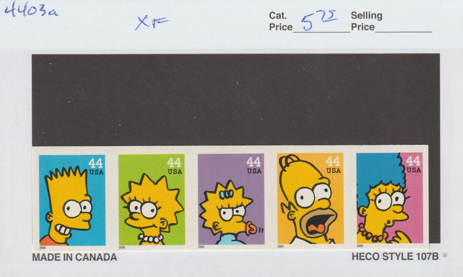 Scott# 4403a 2009 44c Simpsons Issue XF MNH Strip | United States ...