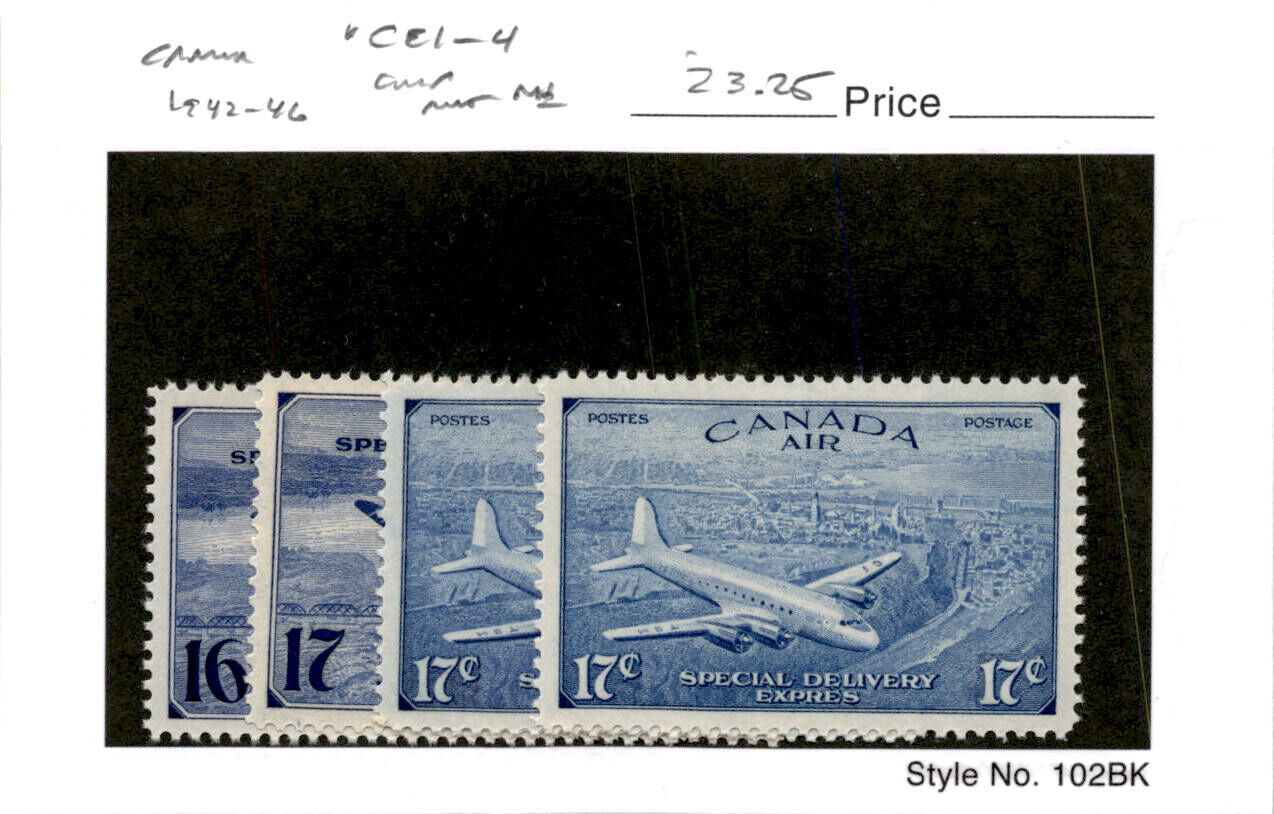 Canada, Postage Stamp, #CE1-CE4 Mint NH, 1942-43 Airplane Airmail (AL ...