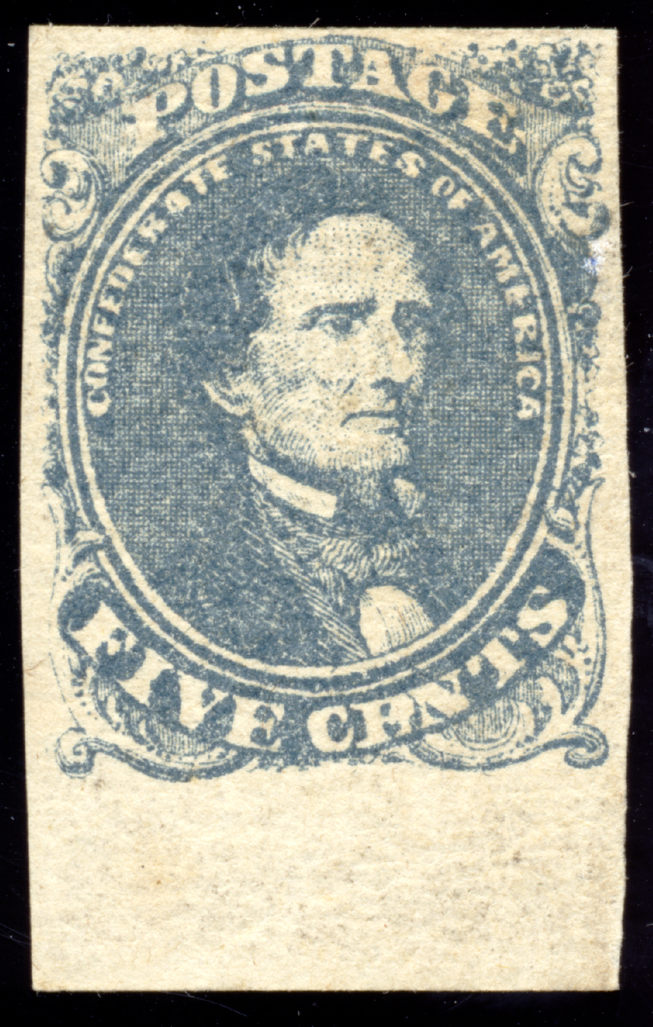 Confederate States 4 Jefferson Davis 5c 1862 soft porous paper F-VF ...