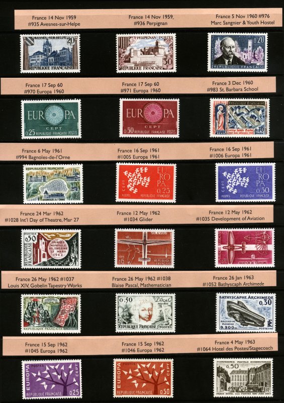 France selection of commemorative stamps between 1959 & 1963, MNH | Europe - France & Colonies ...