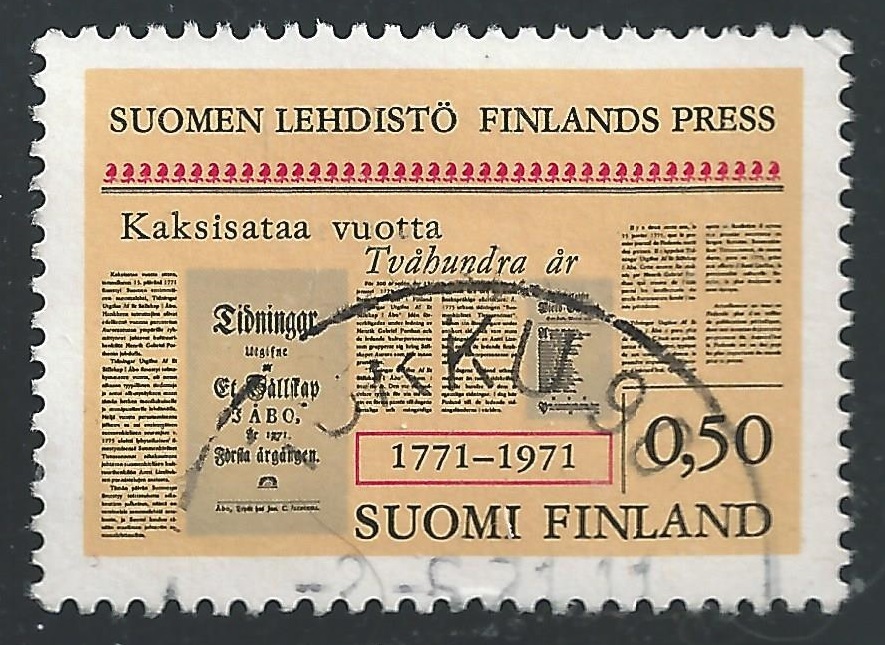 Finland #506 50p Front Page Jan 15, 1771 | Europe - Finland, General ...