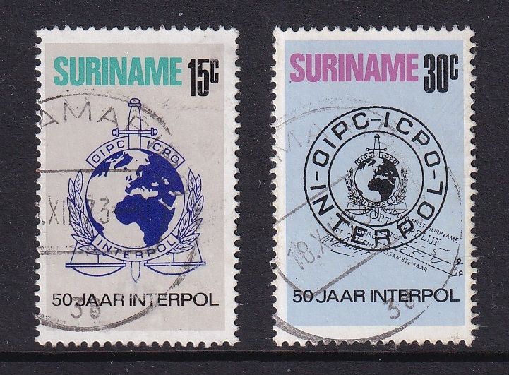 Surinam #406-407 used 1973 Interpol | Europe - Netherlands & Colonies ...
