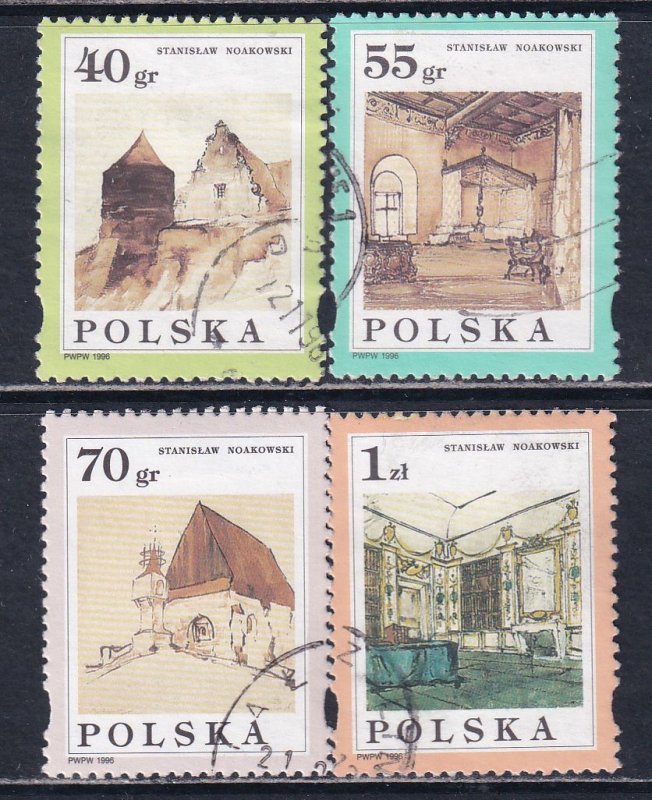 Poland 1996 Sc 3298-301 Stanislaw Noakowski Drawings Stamp Used ...