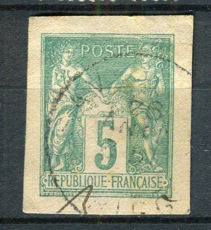 FRENCH COLONIES; 1880s early P & C issue Imperf used 5c. Piece ...