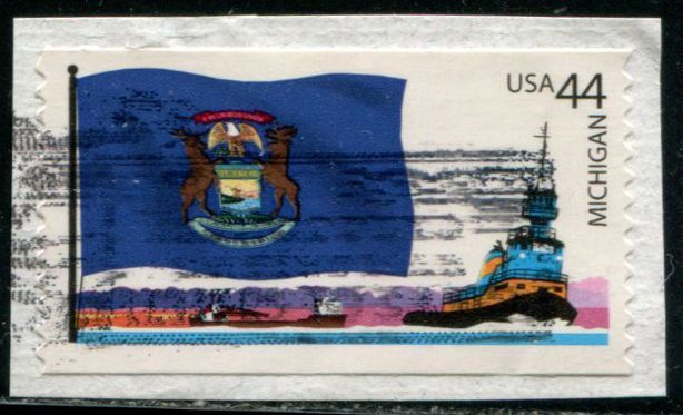 4298 US 44c Flag Series: Michigan SA coil, used on paper | United ...
