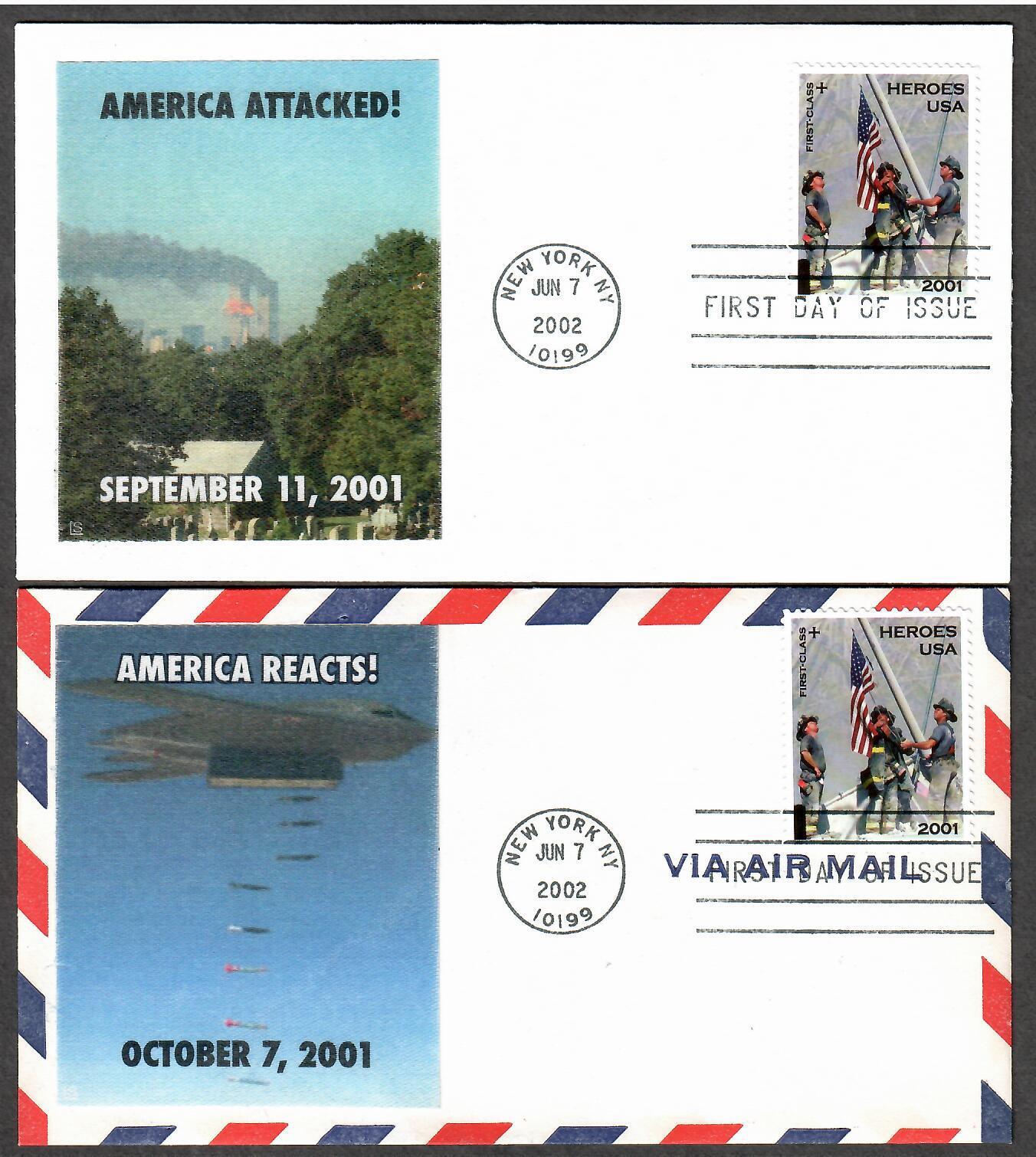 US # B2 - Remember September 11 , 2001 - on 2 Lakestamps FDCs - I ...