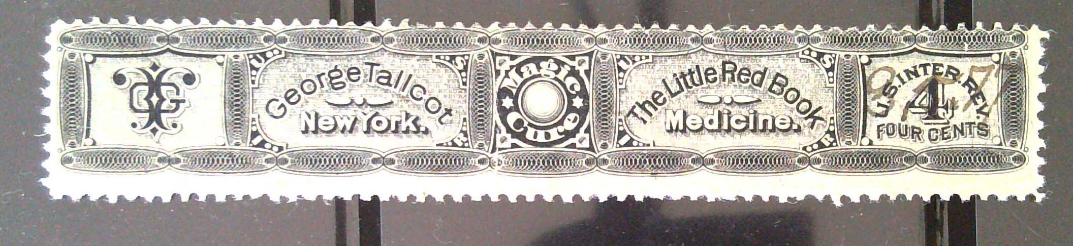 Scott #RS240b - 4c Black - Silk Paper - Repaired - George Tallcot ...