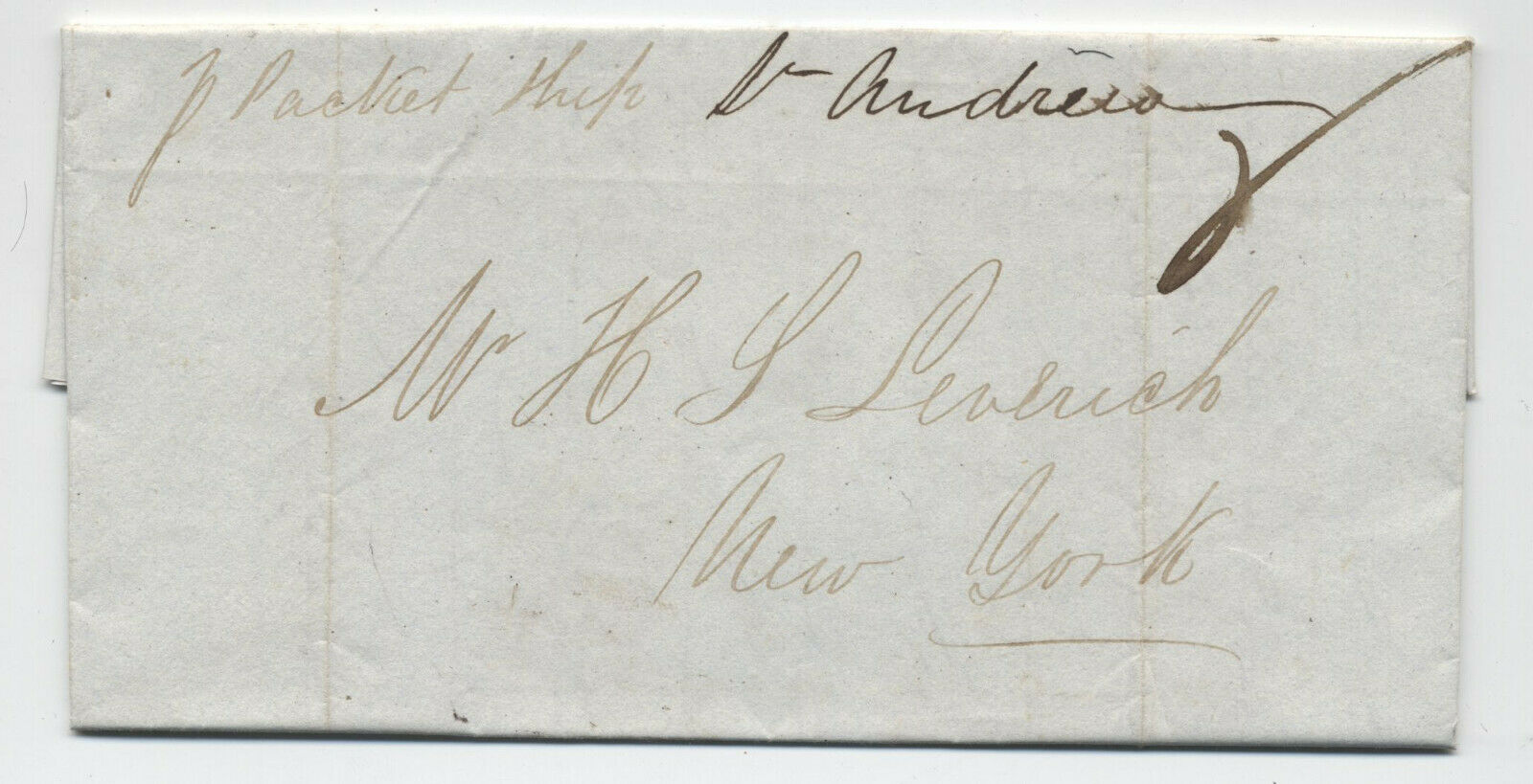 1836 Liverpool to New York transatlantic stampless packet St .Andrew [H ...