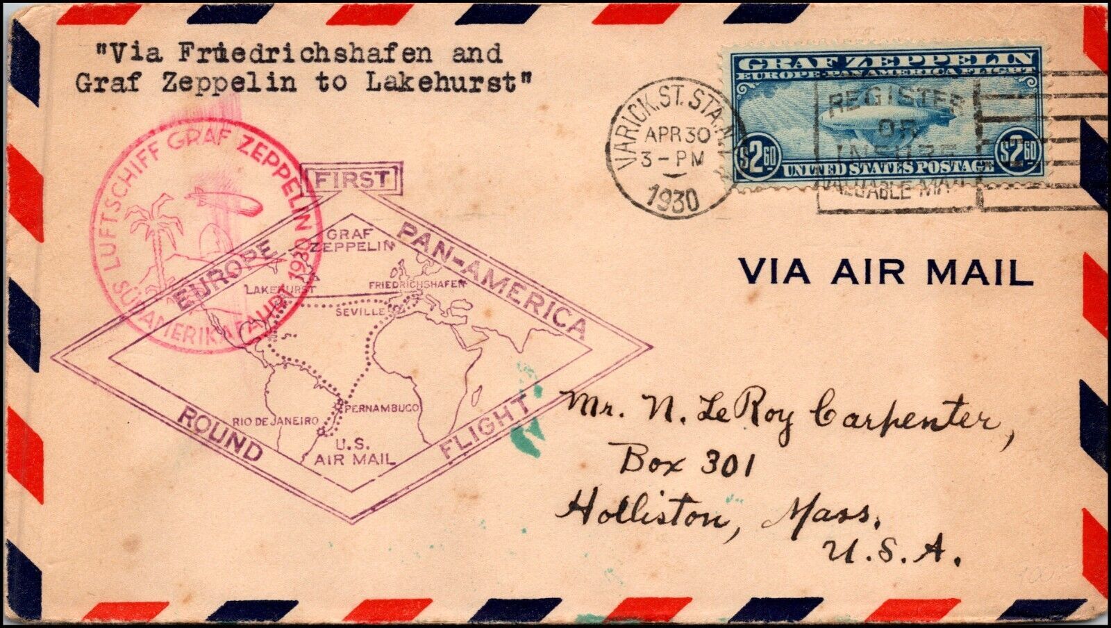 Scott C15 $2.60 Graf Zeppelin Flight Cover South America Flight SCV ...