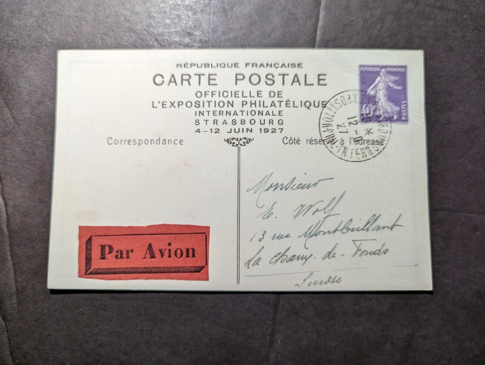 1927 France Airmail International Philatelic Exposition Postcard Cover ...