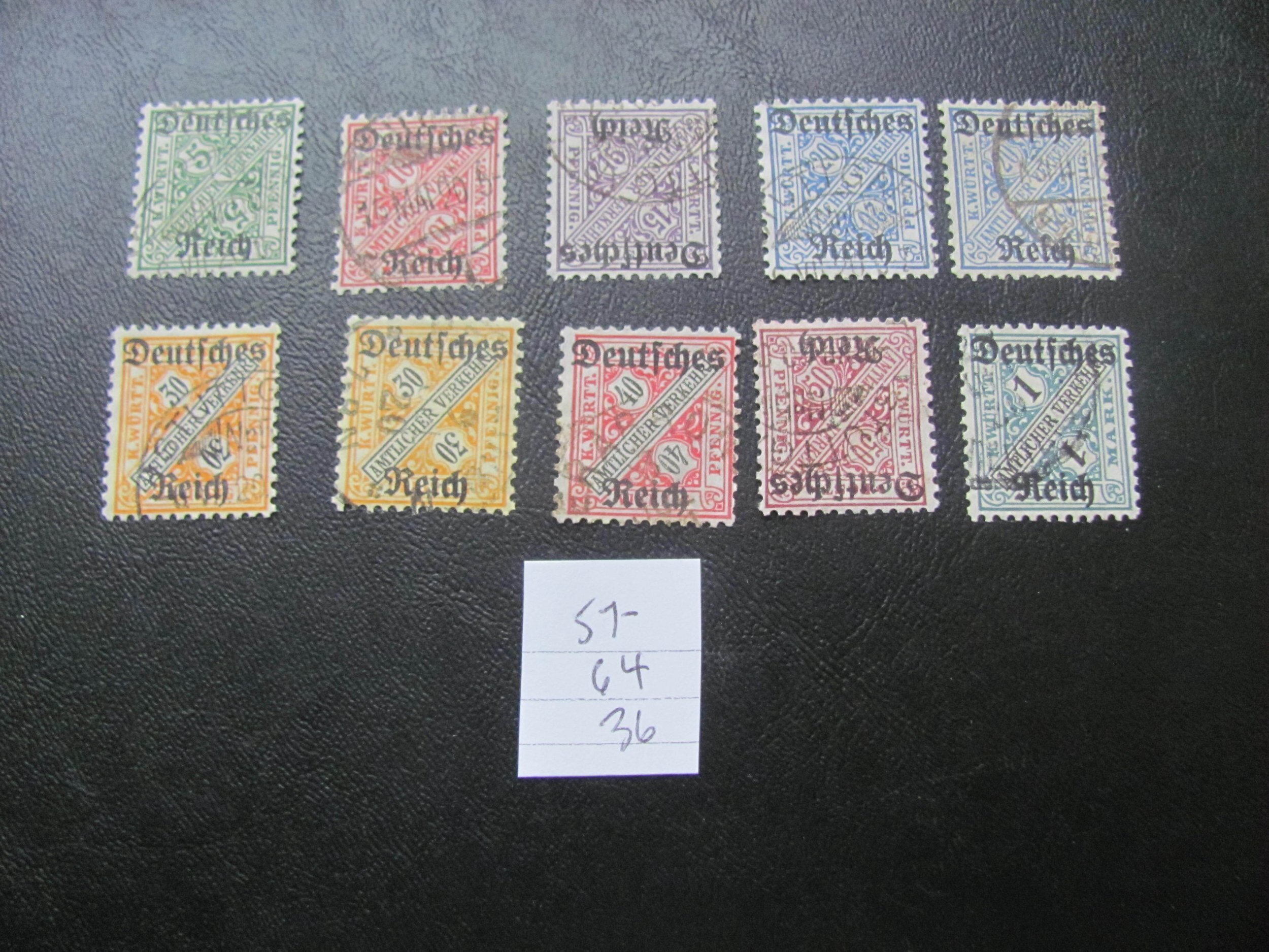 Germany 1920 Used MI. 57-64 Official SET W/ Color VAR. VF/XF 70+ Euros ...