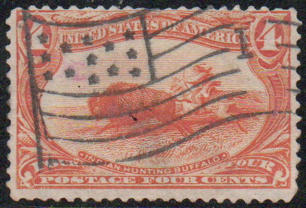 US #287 VF used, wonderful Flag cancel, fresh color, pinhole, SUPER ...