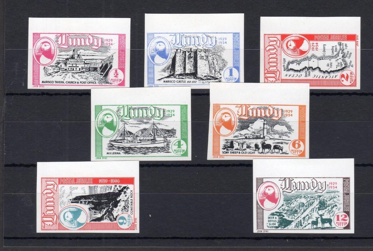Lundy: 1954 Silver Jubilee Surface Mail SET Mounted Mint Imperforate ...