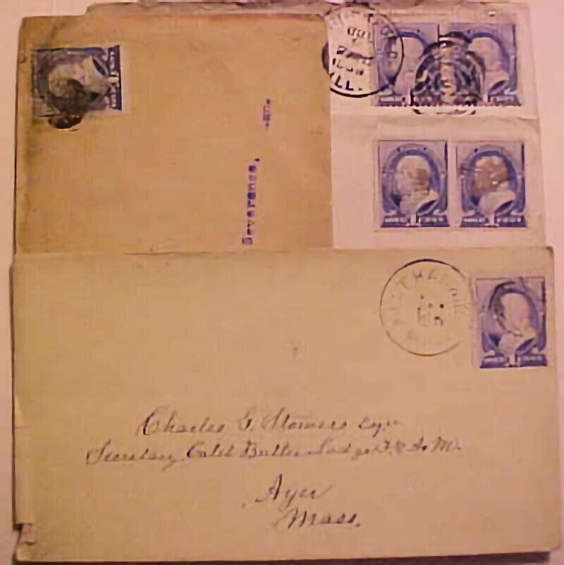 USA #212 Fancy Ayer Mass Severance Kans Both 1889 B/S Also 2 With Pairs ...