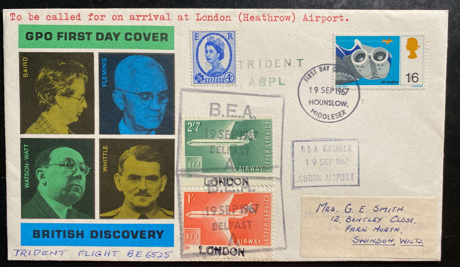 1967 Middlesex England First Day Cover British Discovery Set Trident ...