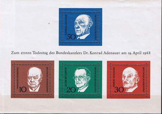 Germany 1968,Sc.#982 MNH, souvenir sheet, Dr. Konrad Adenauer | Europe ...