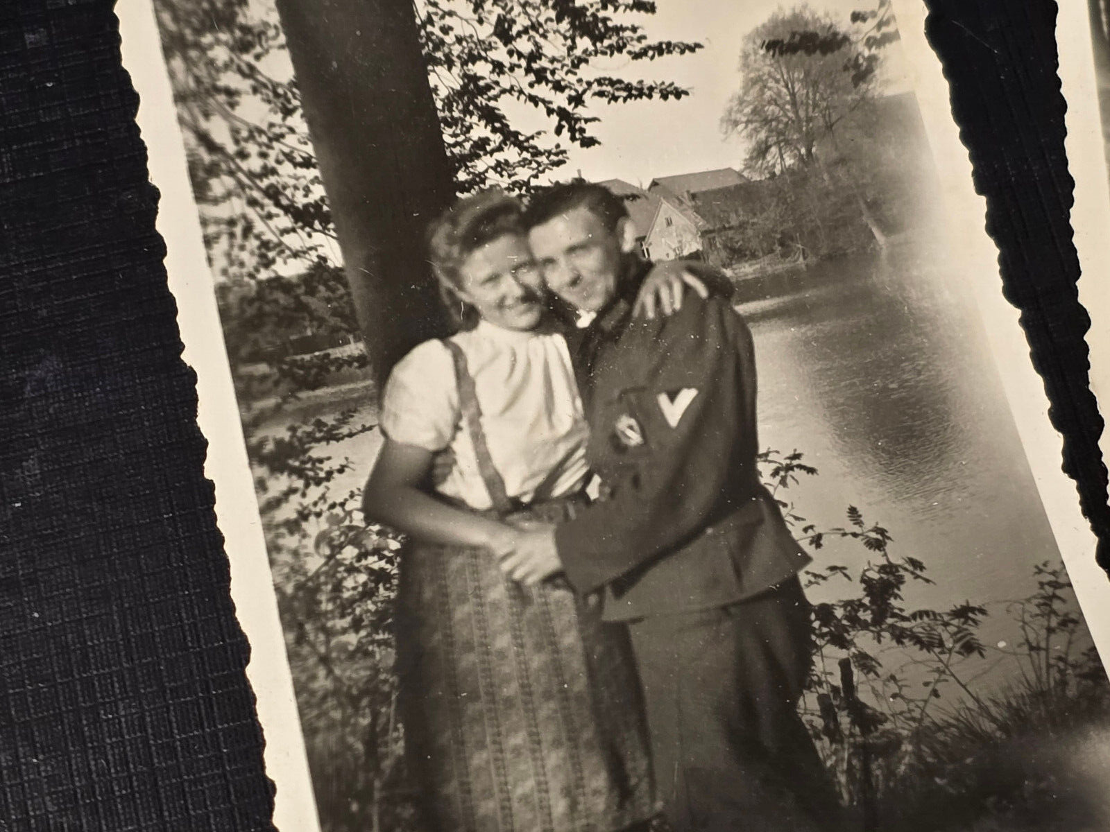 WEHRMACHT SWEETHEARTS KISS EMBRACE w IAB BADGE WW2 WWII German Military ...