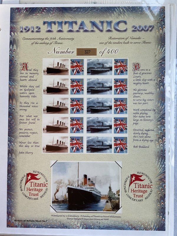 2007 The Titanic 95th Anniv History of Britain 7 - Ltd Edit of 400 ...