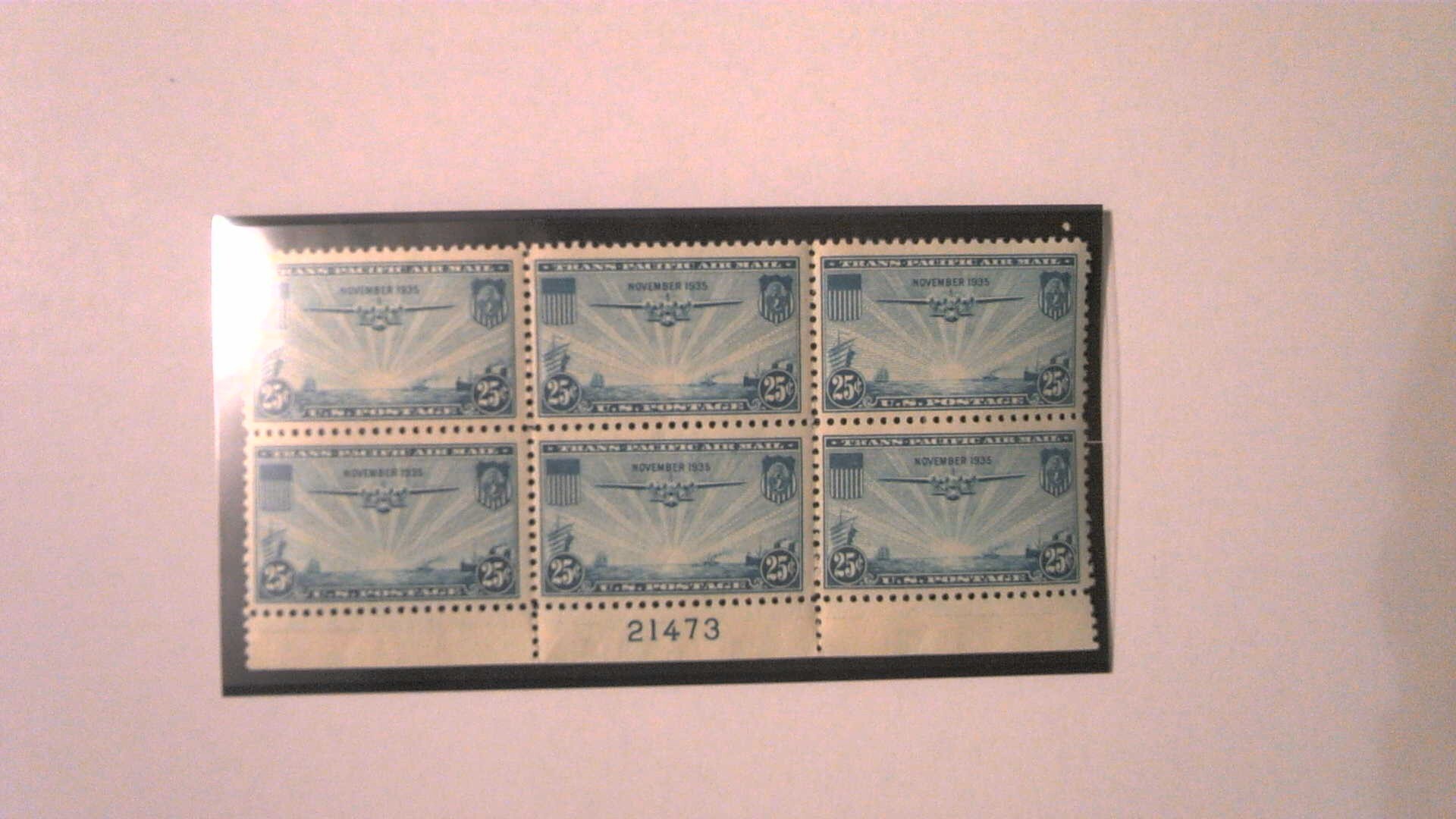 US Scott# C20 Plate Block of 6 Mint OG | United States, Air Mail Stamp ...