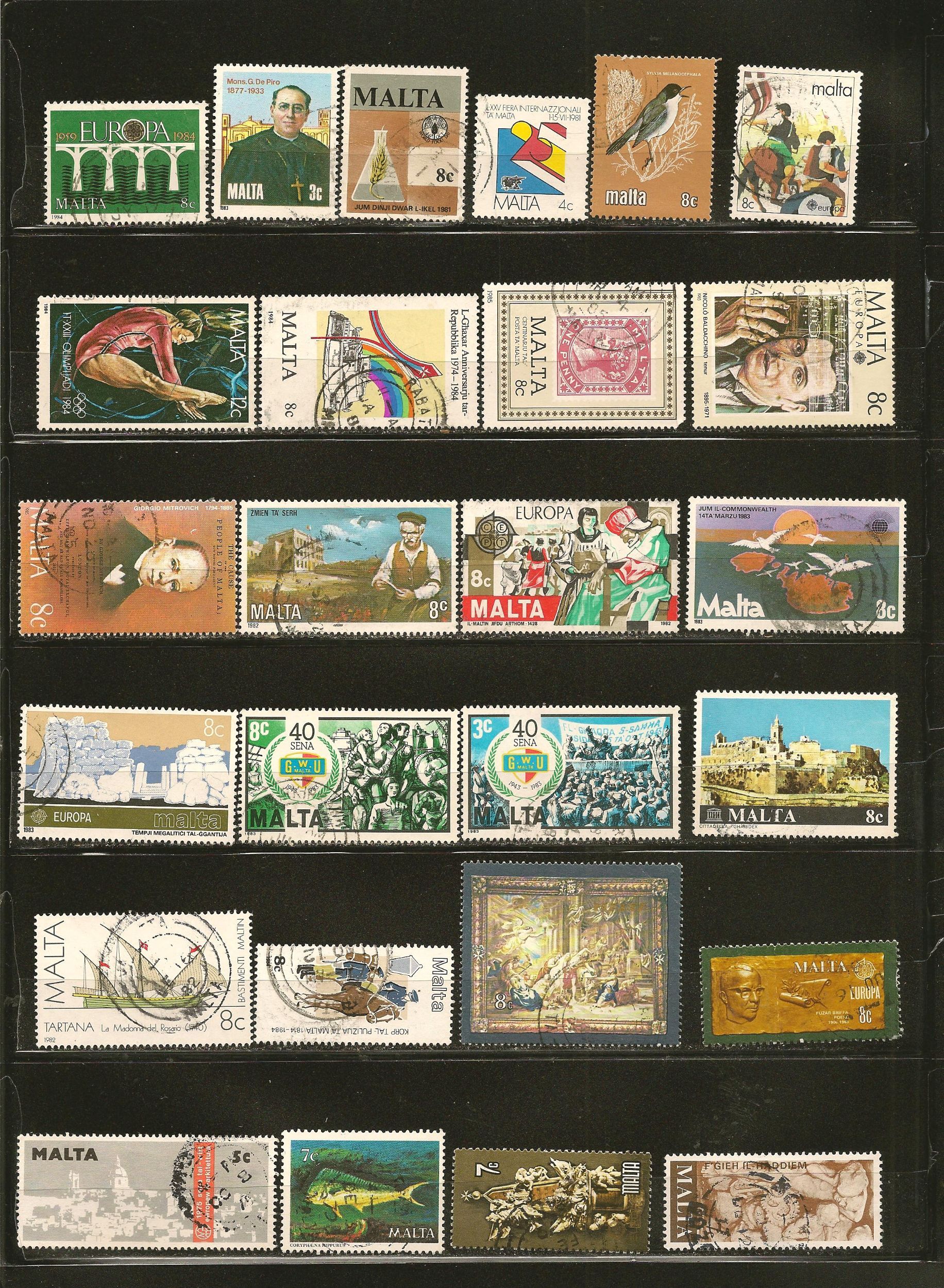 Malta Collection of 26 Different 1970's-1980's Used Off Paper Stamps ...