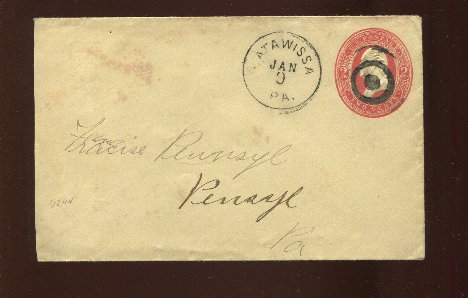 U244 Washington '2 Links' Variety Stamped Envelope USED Entire (CV 116 ...