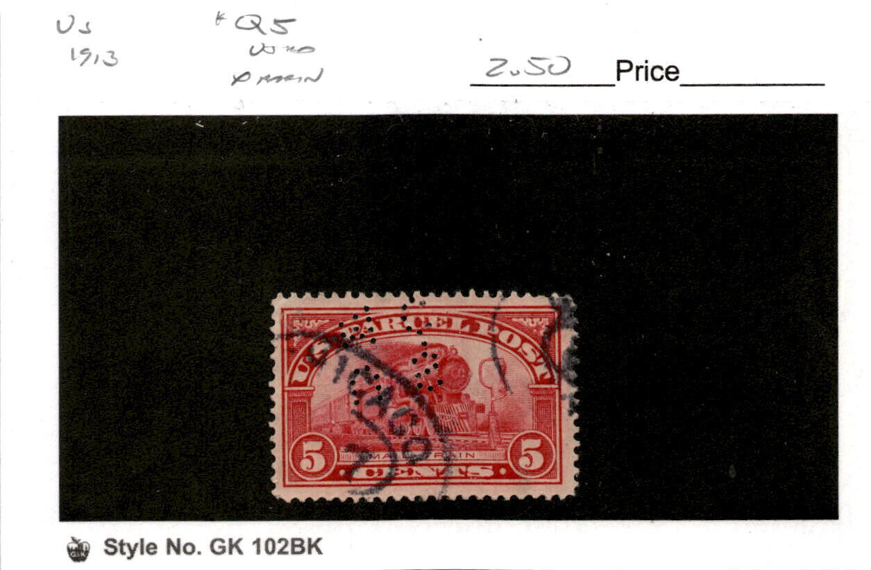 United States Postage Stamp, #Q5 Perfin Used, 1913 Parcel Post (AB ...
