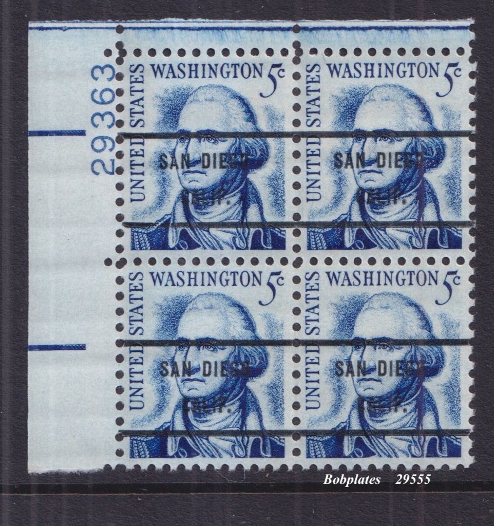 BOBPLATES #1283Bd Washington Precancel Upper Left Plate Block 29362 MNH ...