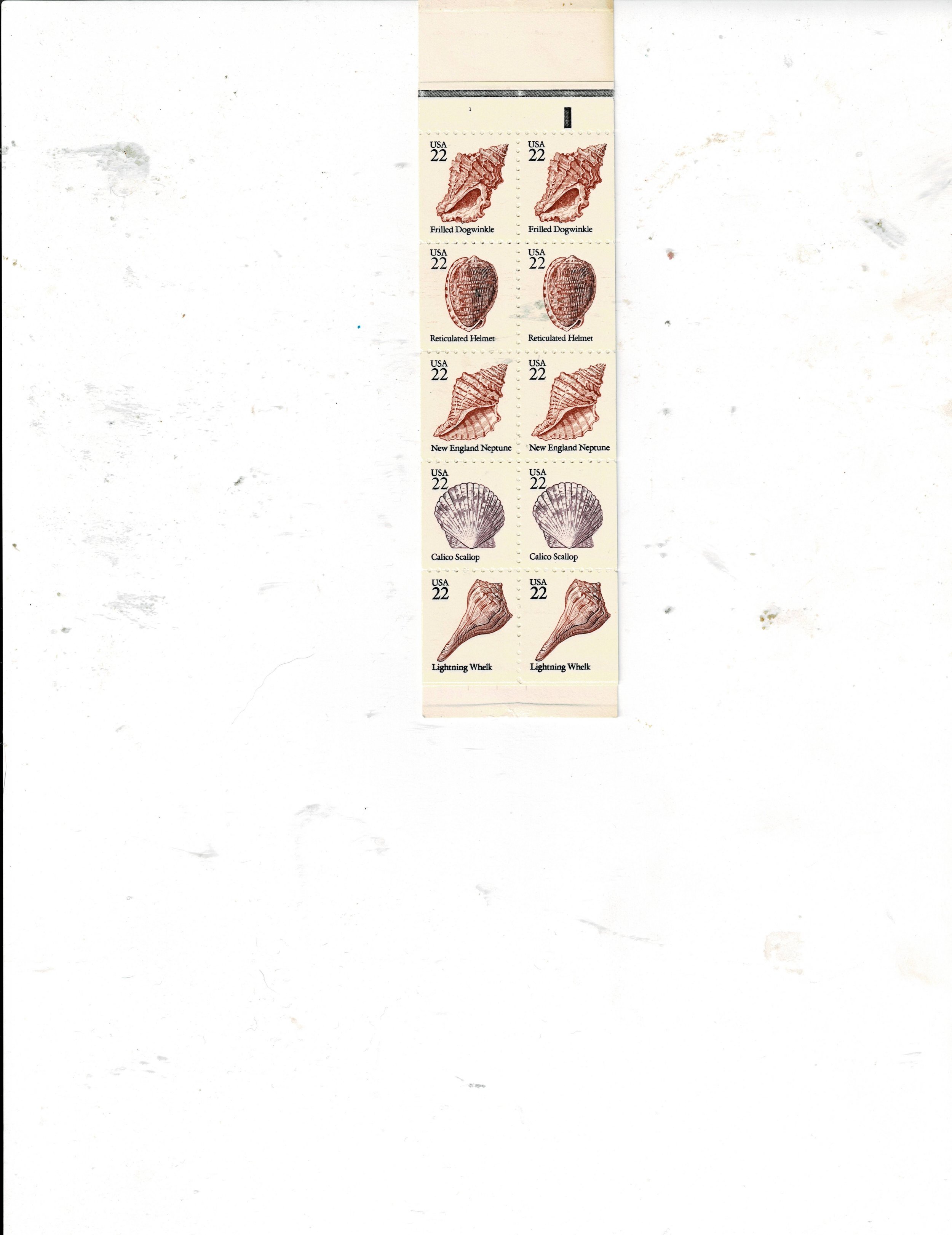 SeaShells 22x US Postage Booklet of 20 stamps #2117-21a BK146 VF MNH ...