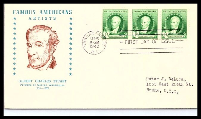 #884 Gilbert Charles Stuart - Famous Americans - Unknown Cachet 18EV ...