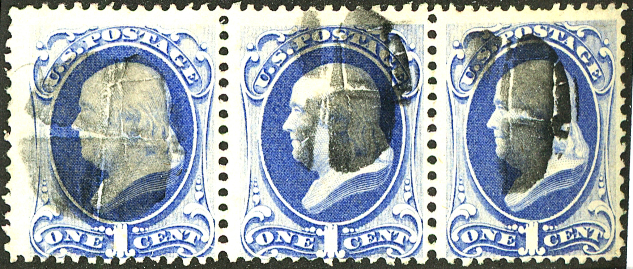 U.S. #160 Used Strip of 3 | United States, General Issue Stamp / HipStamp