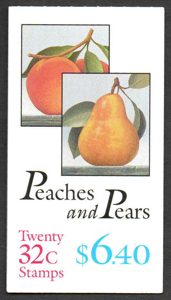 US 32c Peaches ad Pears Full Booklet, VF OG NH, $6.40 face, post office ...