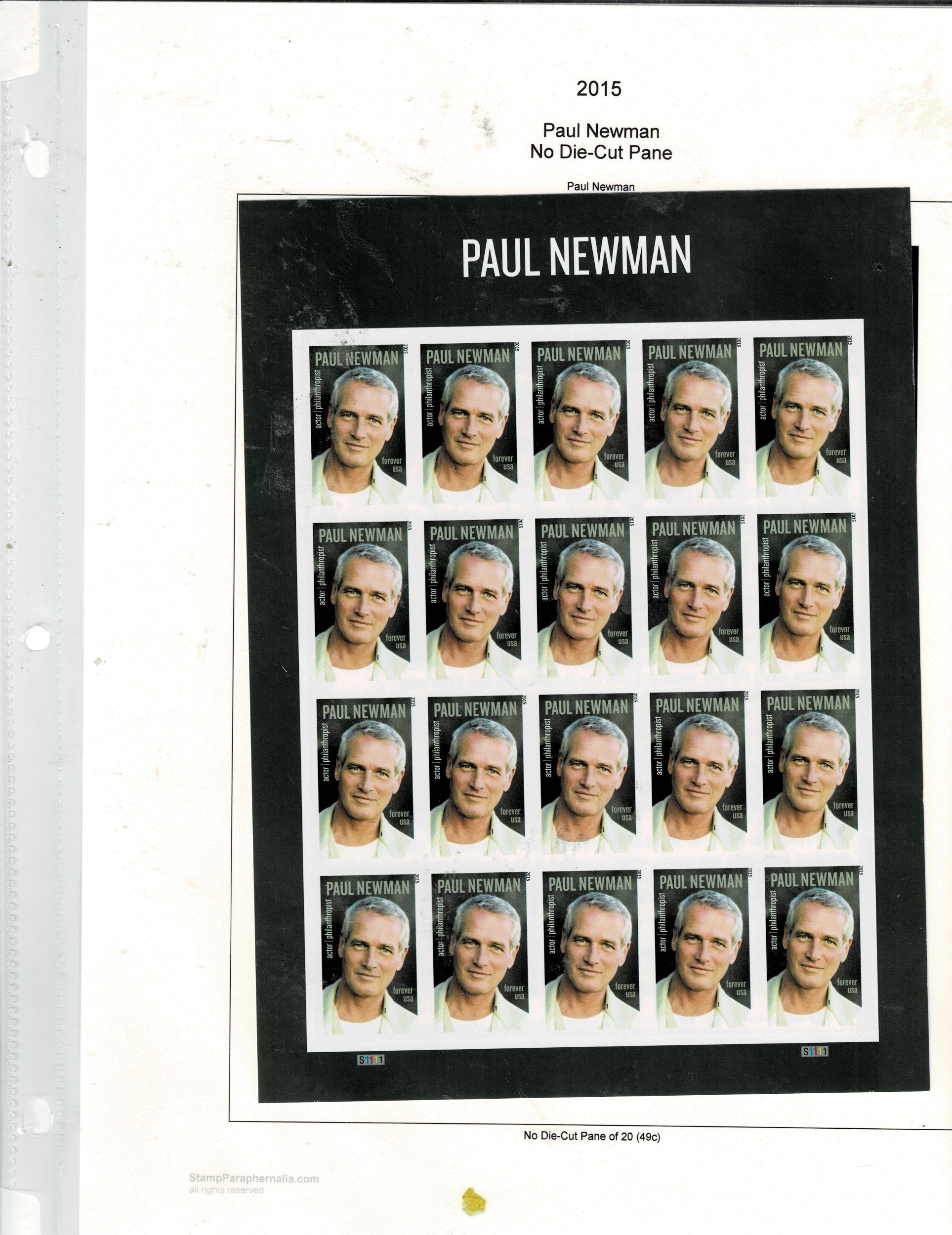 Paul Newman Actor IMPERF Forever US Postage Sheet & Pairs #5020 VF MNH ...
