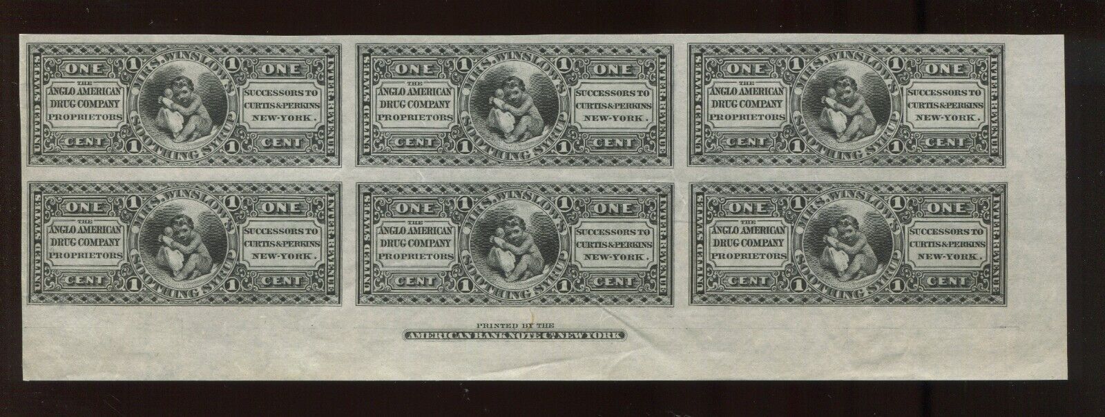 RS1P3 Private Die Proprietary Proof on India Paper Imprint Block of 6 ...