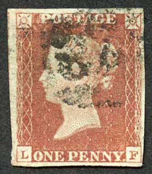 1841 Penny Red (LF) Fine Four Margins | Great Britain, Stamp / HipStamp