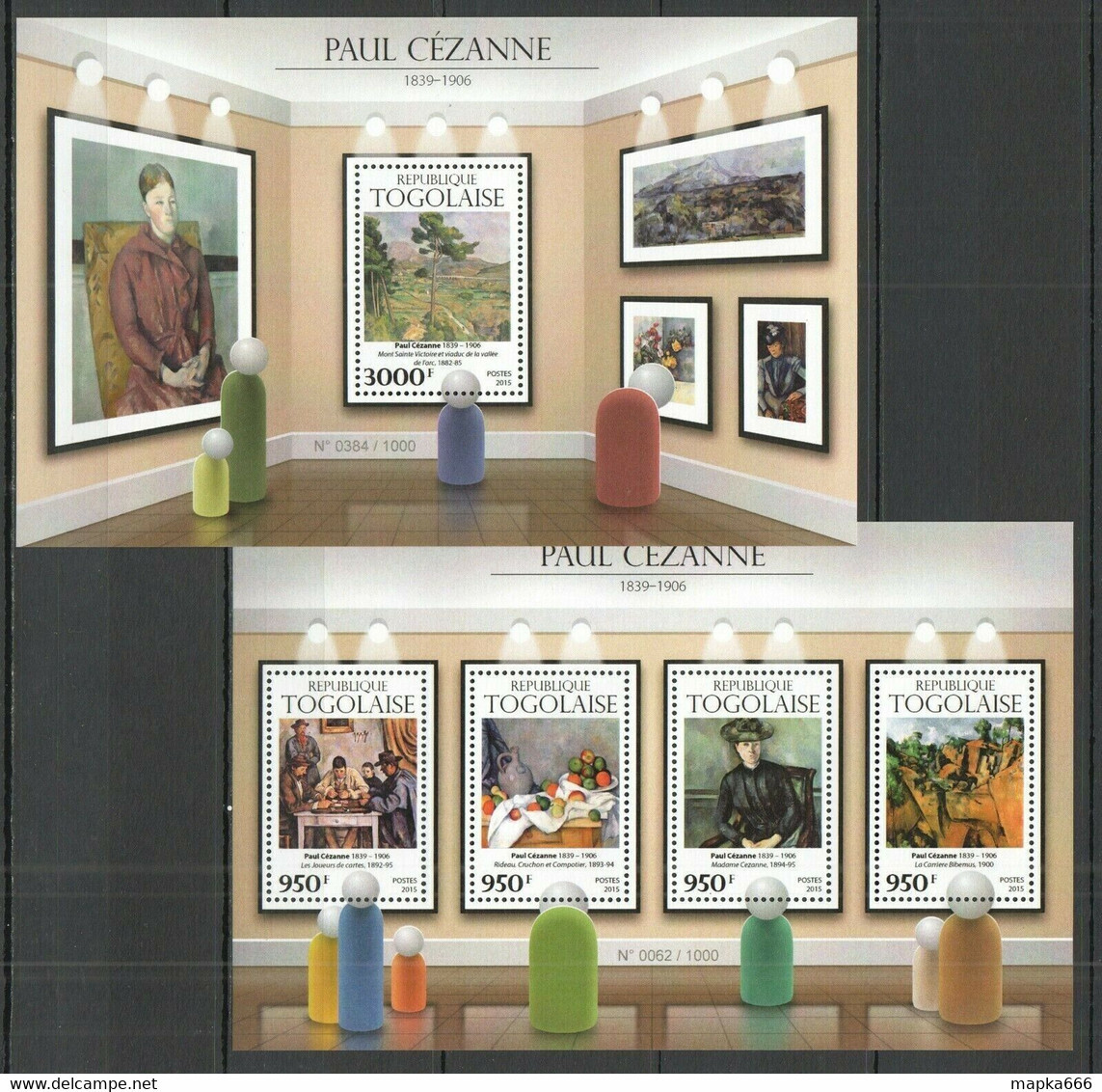 2015 Togo Art Paintings Famous People Paul Cezanne Kb+Bl ** Tg182 ...