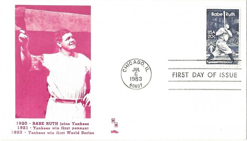 1983 FDC, #2046, 20c Babe Ruth, HM (D-614) | United States, General ...