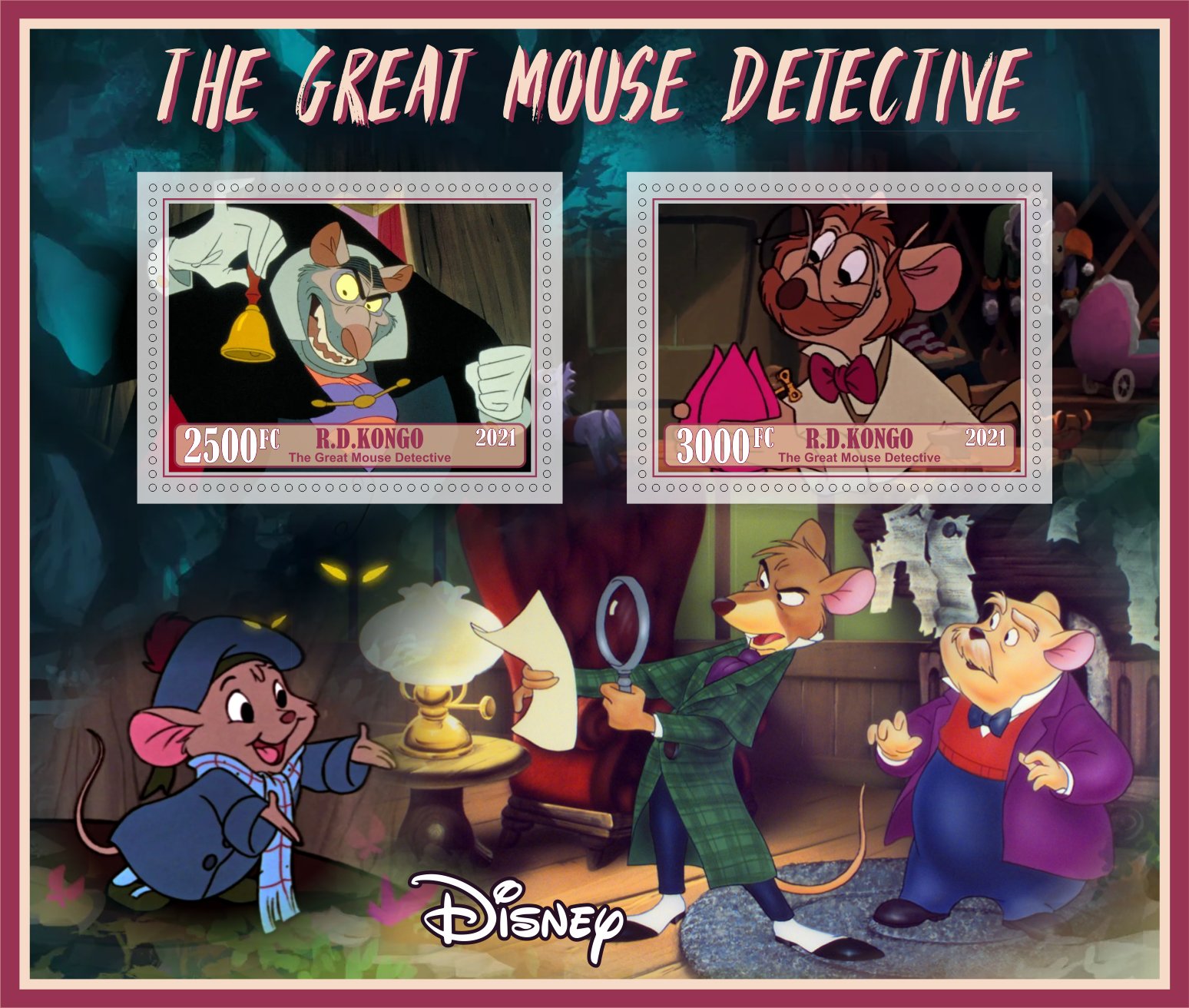 Stamps.Cartoons, Disney.Great Mouse 1+1 sheets perf Congo | Africa ...