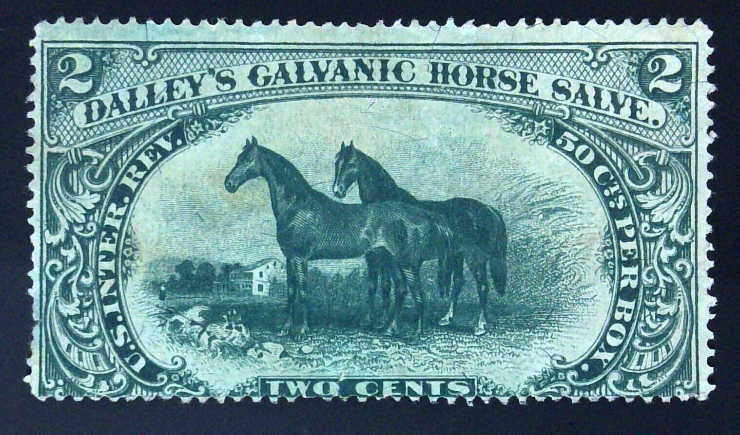 Scott #RS73b - 2c Green - Silk Paper - Tear - Dalley's Galvanic Horse ...
