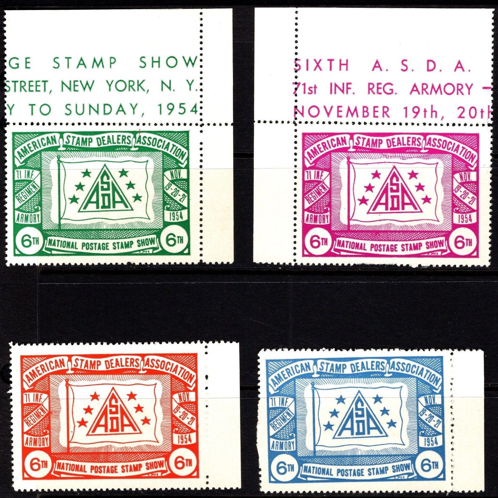 1954 US Poster Stamp 6th ASDA National Postage Stamp Show 71st Infantry ...