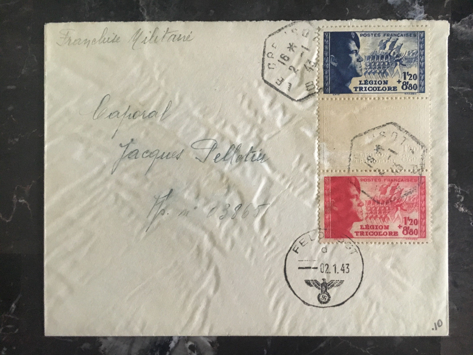 1943 France Cover Waffen SS Foreign Legion Volunteer Stamps with Tab ...