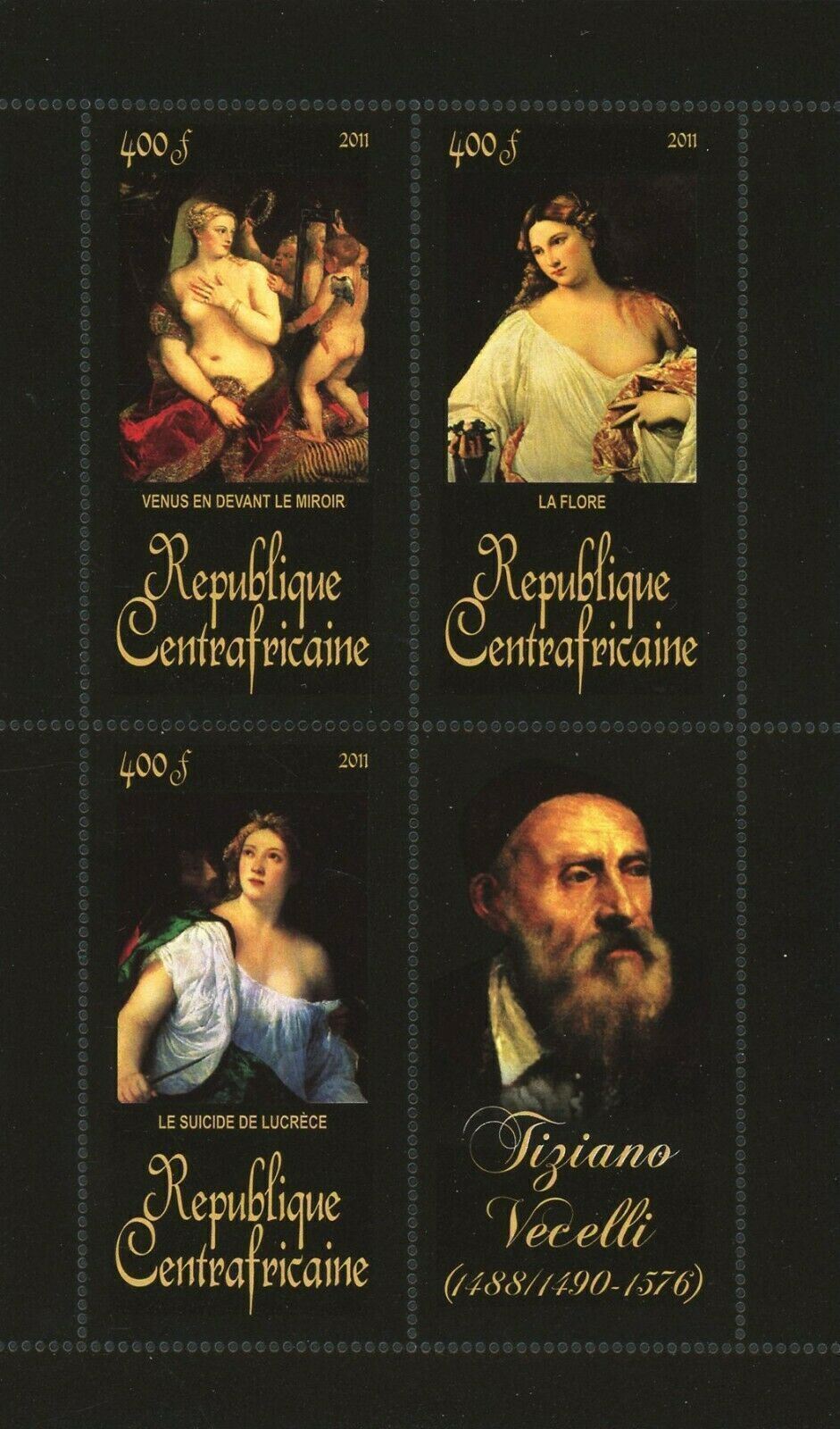 Tiziano Vecelli Stamp Venus En Devant Le Miroir Le Suicide De Lucrèce S ...