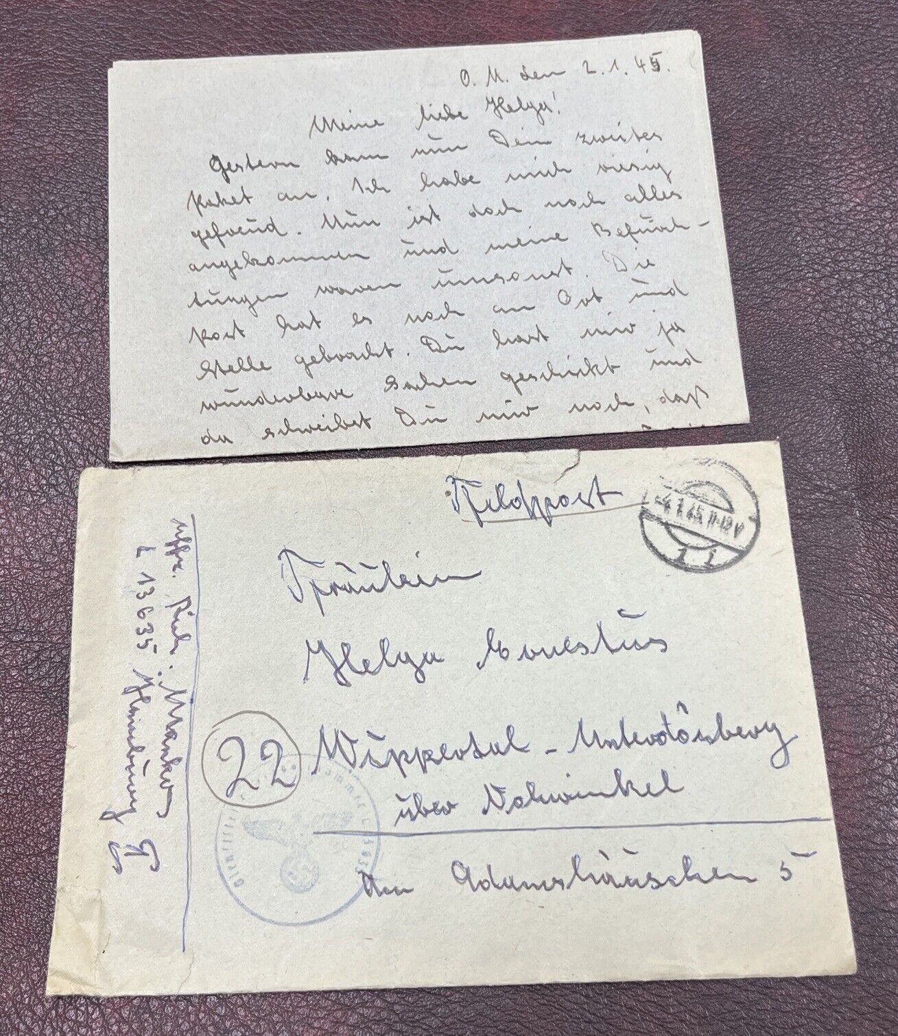 WW2 WWII Nazi Germany Reich 1945 war time soldier Military Feldpost ...