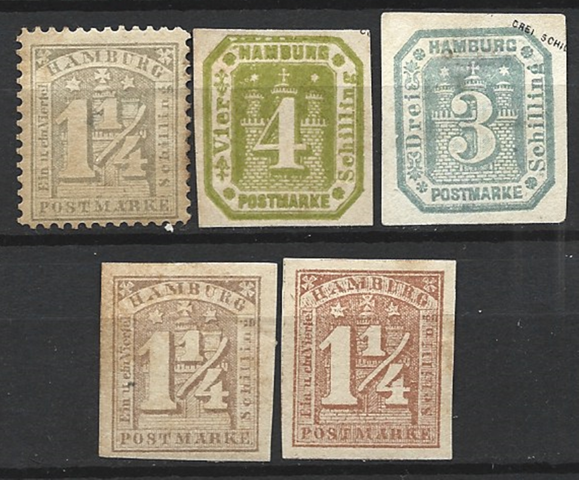 Collection LOT 18040 Hamburg 5 MH/UNG 1864+ Reprint | Europe - Germany ...