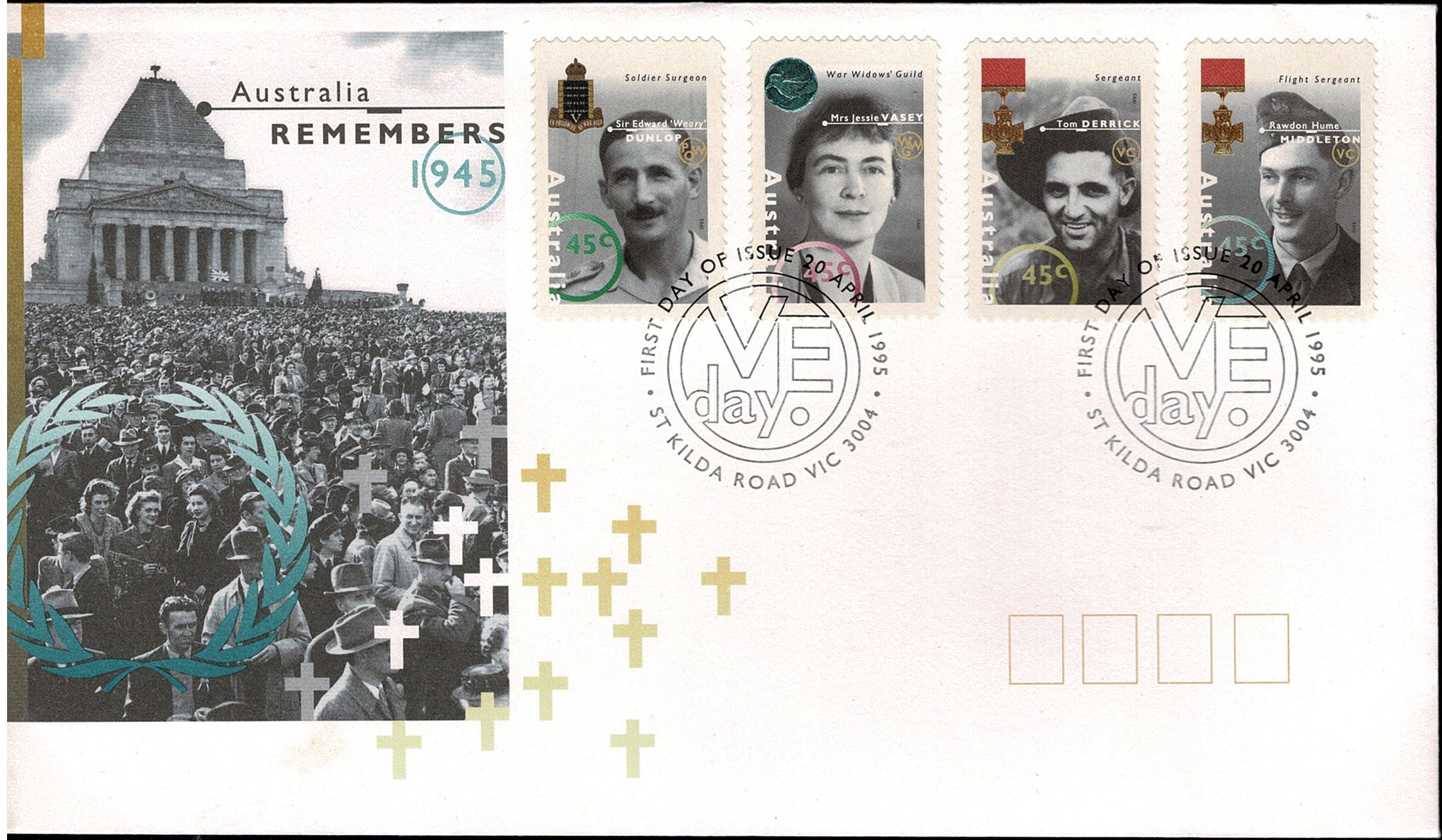 Australia 1995 Australia Remembers 1945 War Heroes Self-adhesives FDC ...