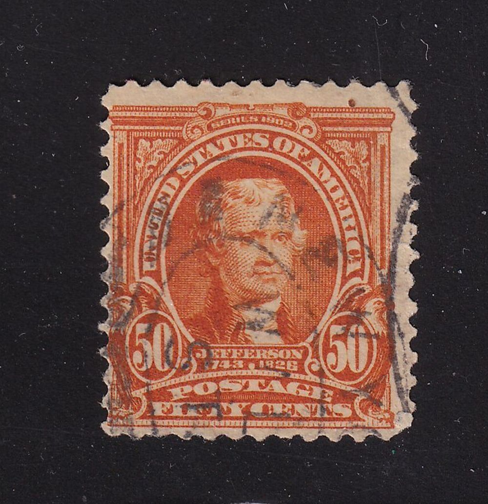 1903 Jefferson Sc 310 used 50c orange single stamp CV $35 (3N | United ...
