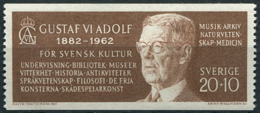 Sweden Sc#B49 MNH, 20o+10o brn, King Gustaf VI Adolf - Birthday issues (1962) | Europe - Sweden ...