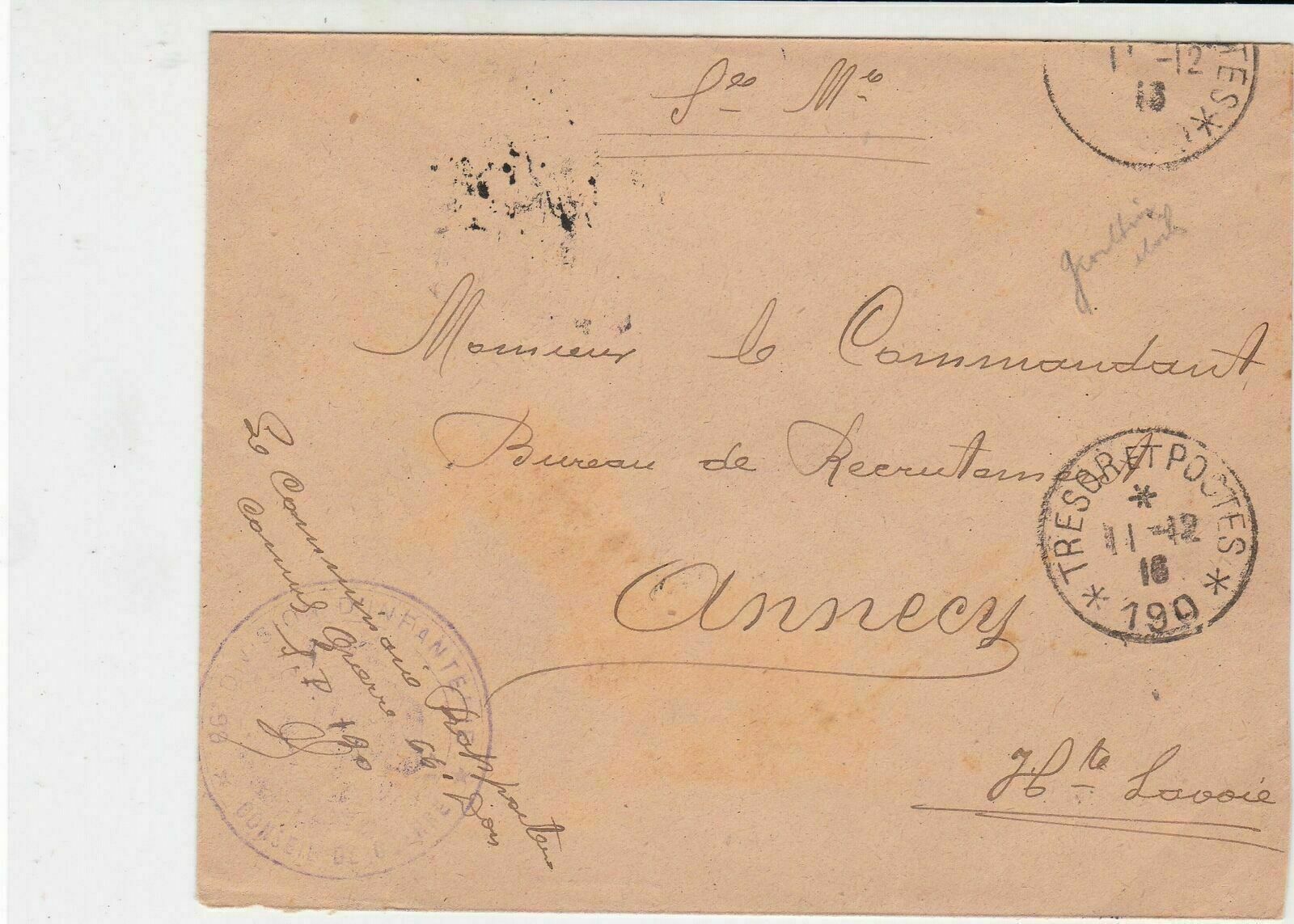 France WW1 French Military 1916 Tresor Et Postes No 190 Cover Ref 30973 ...