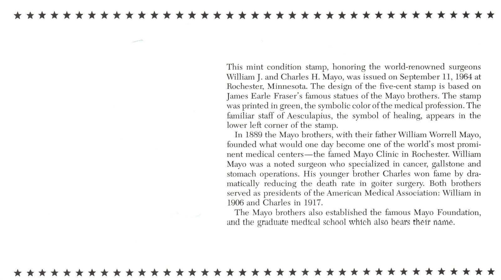 The History of the U.S. in Mint Stamps the Mayo Brothers | United ...