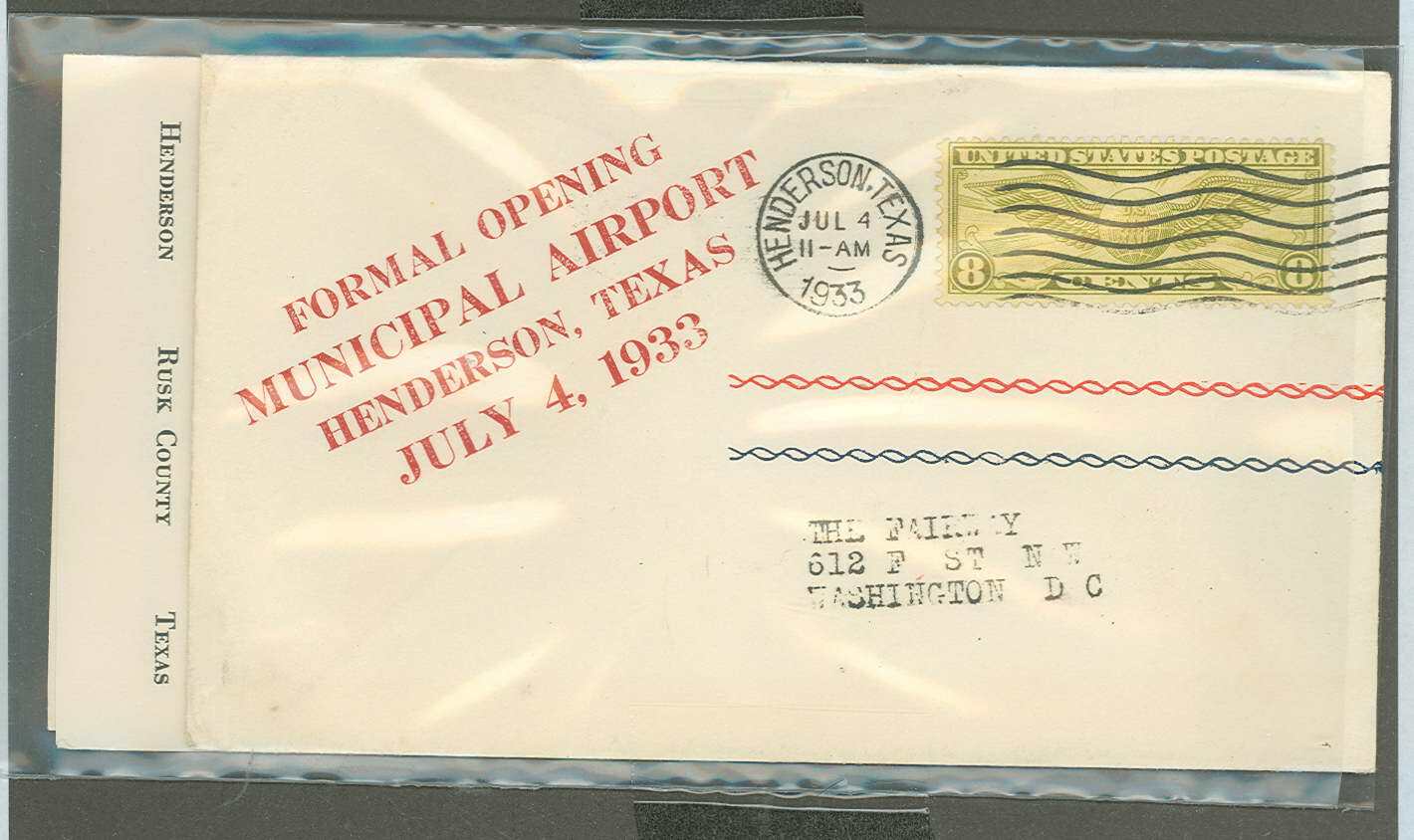 US Henderson, T X 1933, Enclosure With Info. On Henderson, T X | United ...